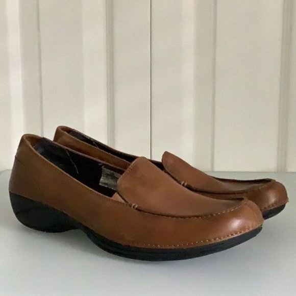 Merrell | Shoes | Merrell Brown Leather Ortholite Loafers Size 95 ...